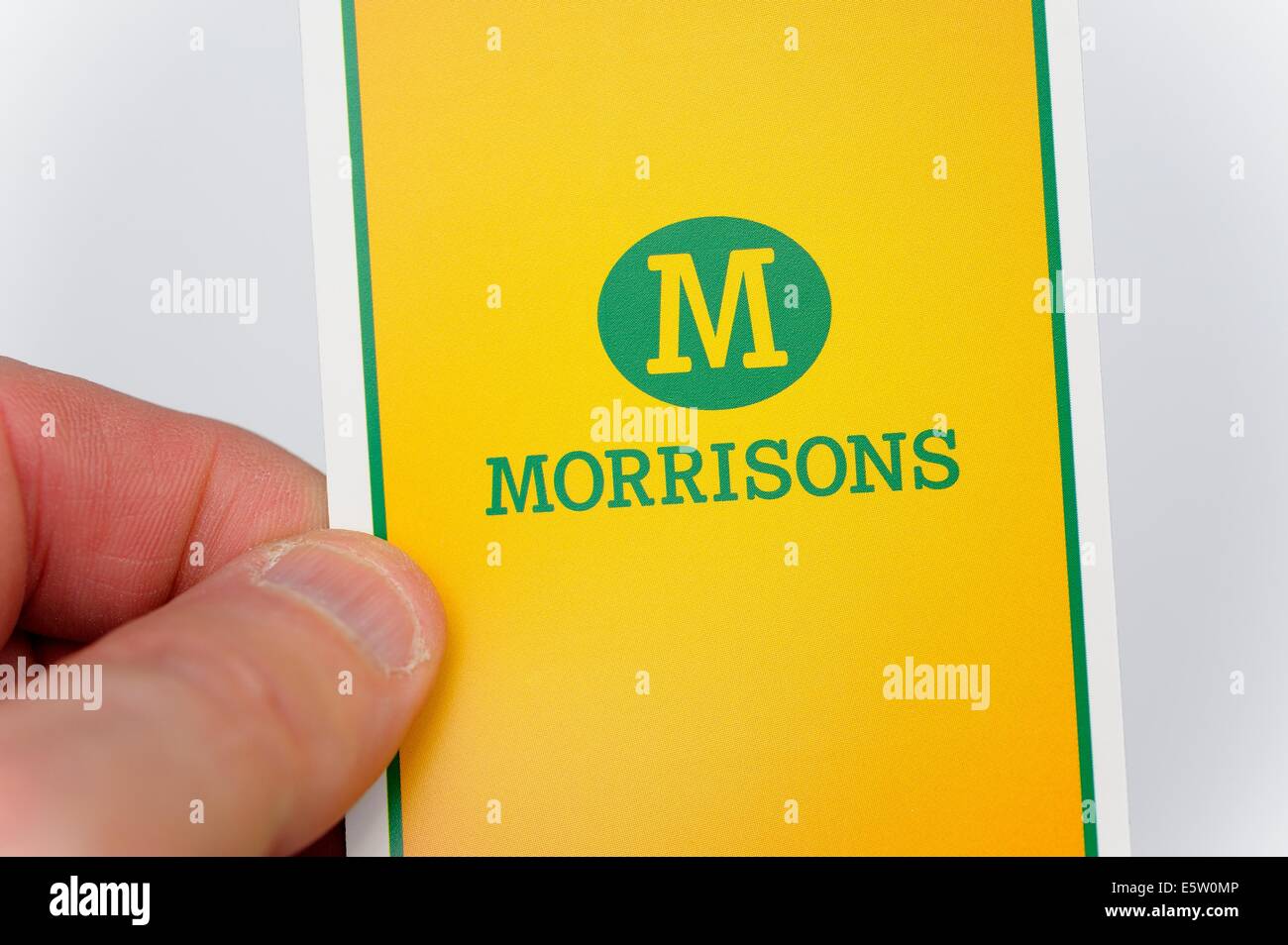 Morrisons supermarket trading logo card Stock Photo - Alamy