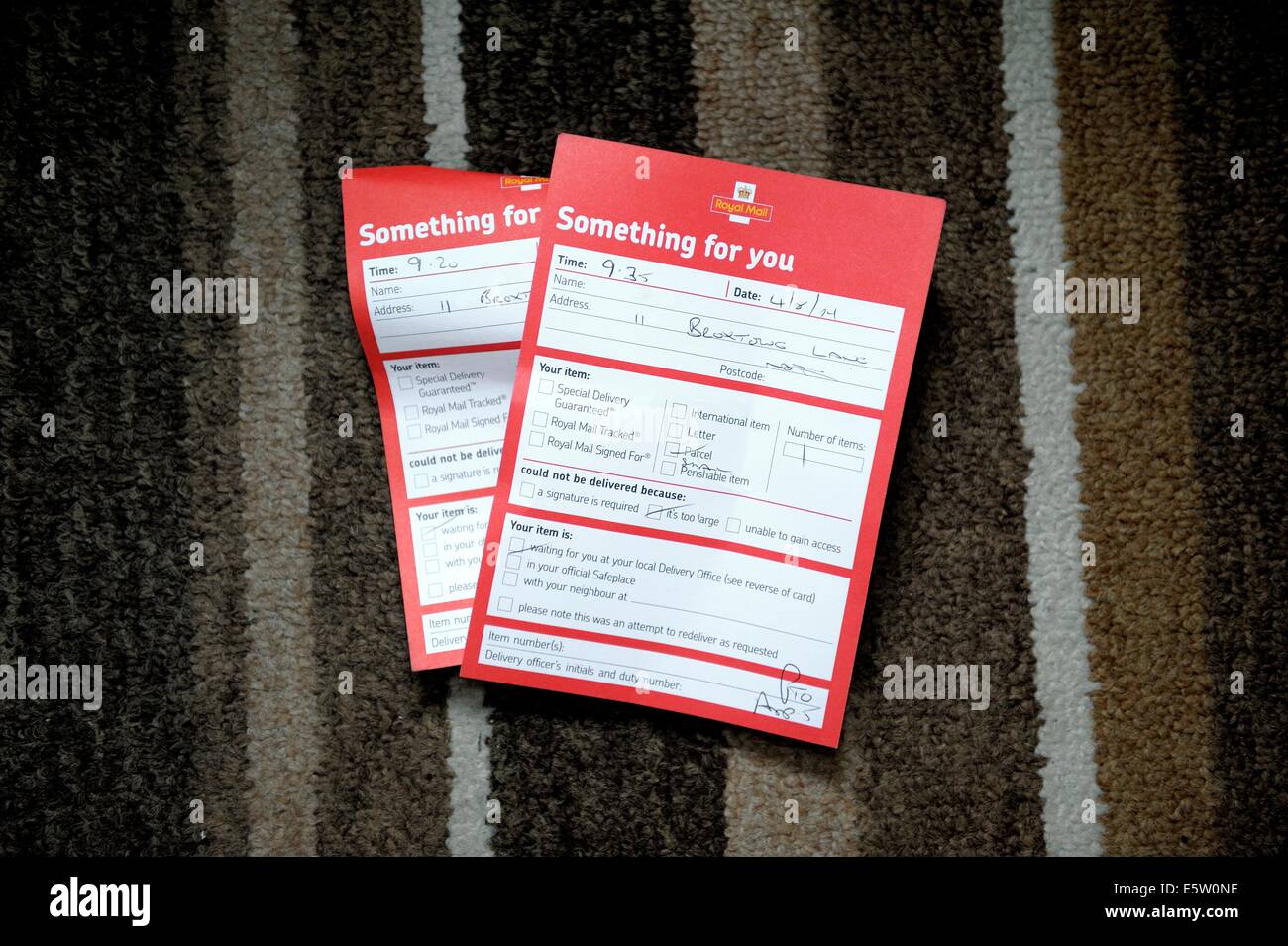 2 something for you card posted through the letter box when a signature ...