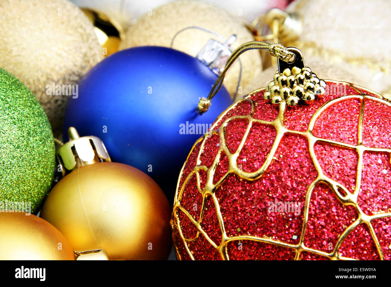 Lots of colorful christmas balls close-up Stock Photo - Alamy