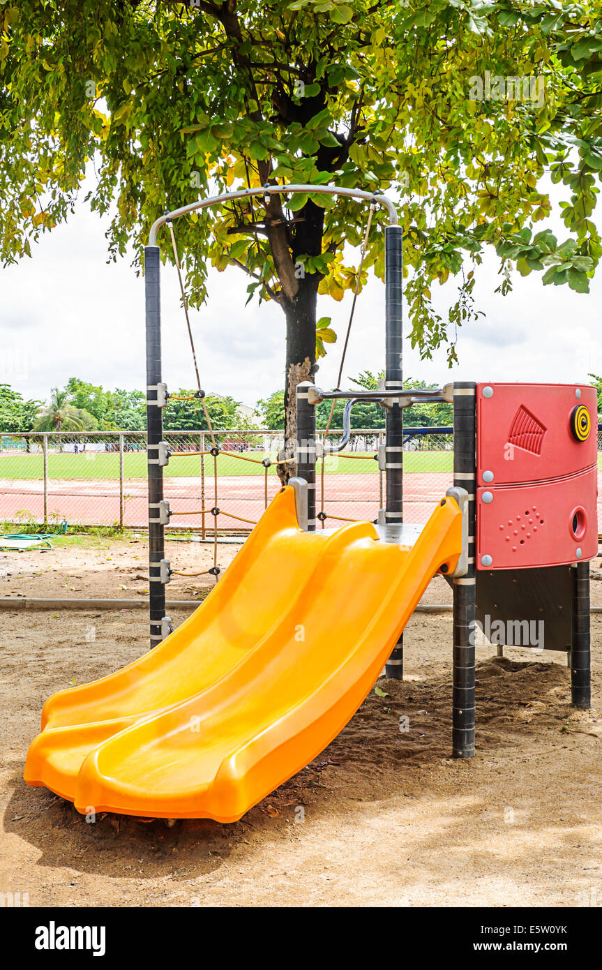 Colorful playground equipment on the playground Stock Photo - Alamy