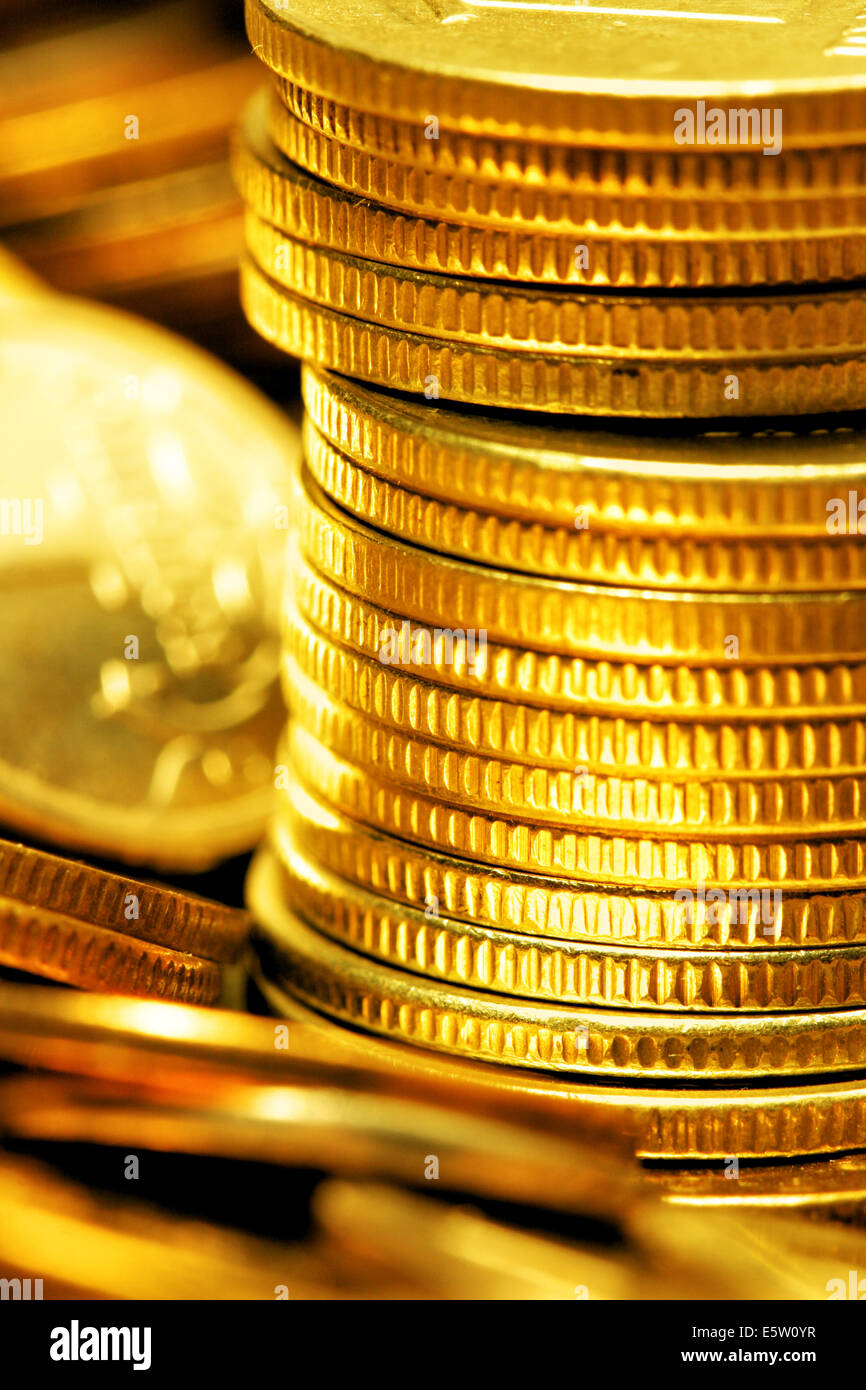 Stack of gold coins close-up Stock Photo - Alamy