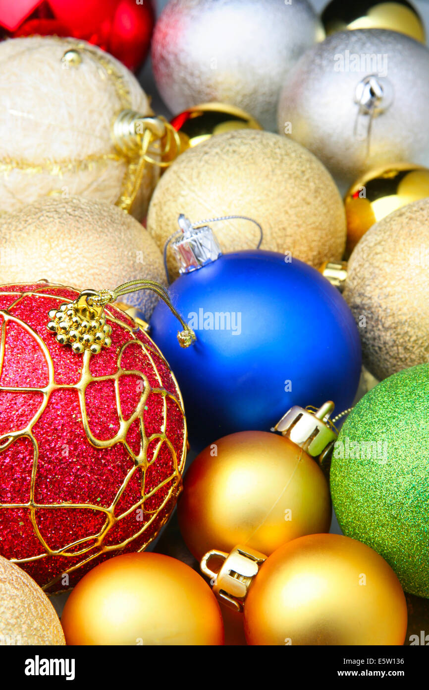 lots of colorful christmas balls close-up Stock Photo - Alamy