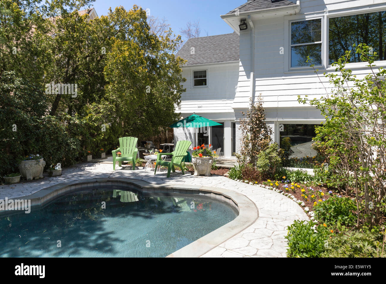 Suburban Showcase House with Private Swimming Pool, USA Stock Photo - Alamy
