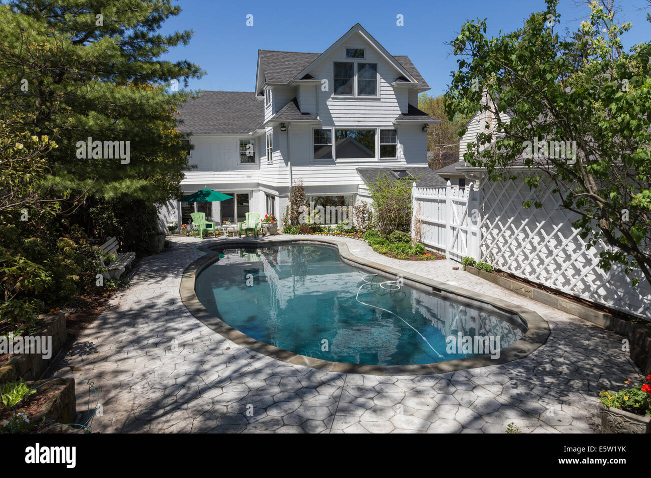 Suburban Showcase House with Private Swimming Pool, USA Stock Photo - Alamy