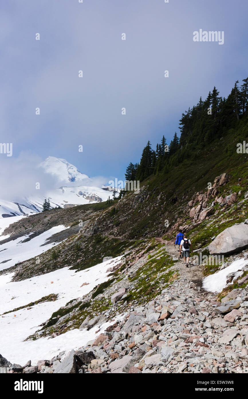 Hikers on Chain Lakes Trail. Mt. Baker-Snoqualmie National Forest ...