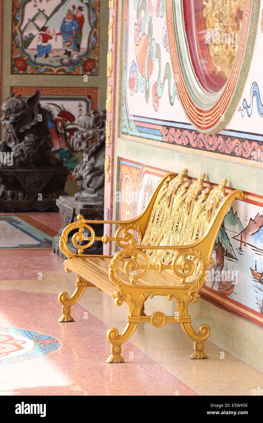 gold chair in Chinese temple,Thailand Stock Photo - Alamy
