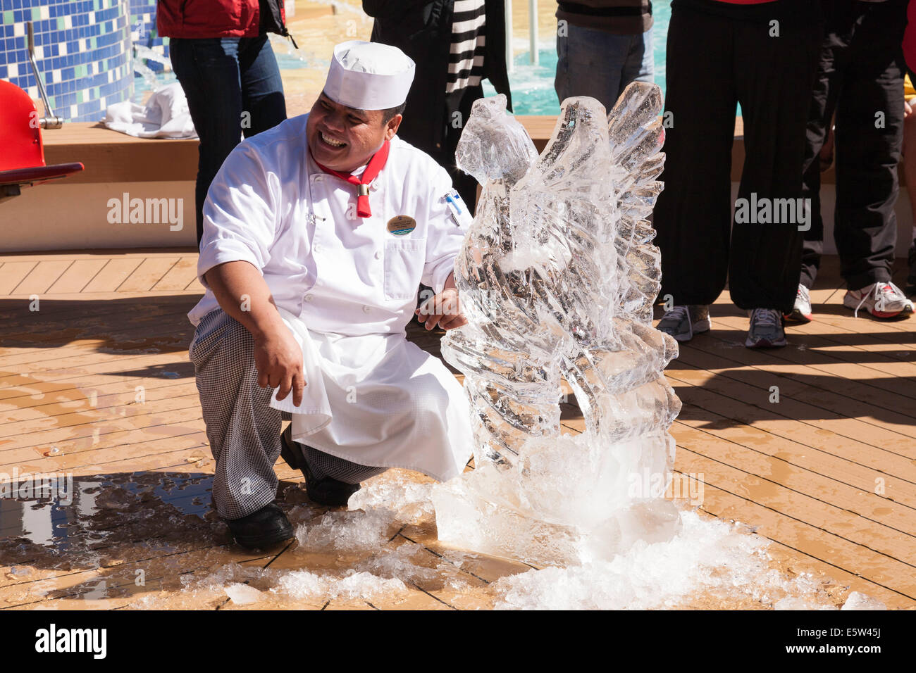 Ice Sculpture Demonstration Aboard Cruise Ship Stock Photo - Alamy