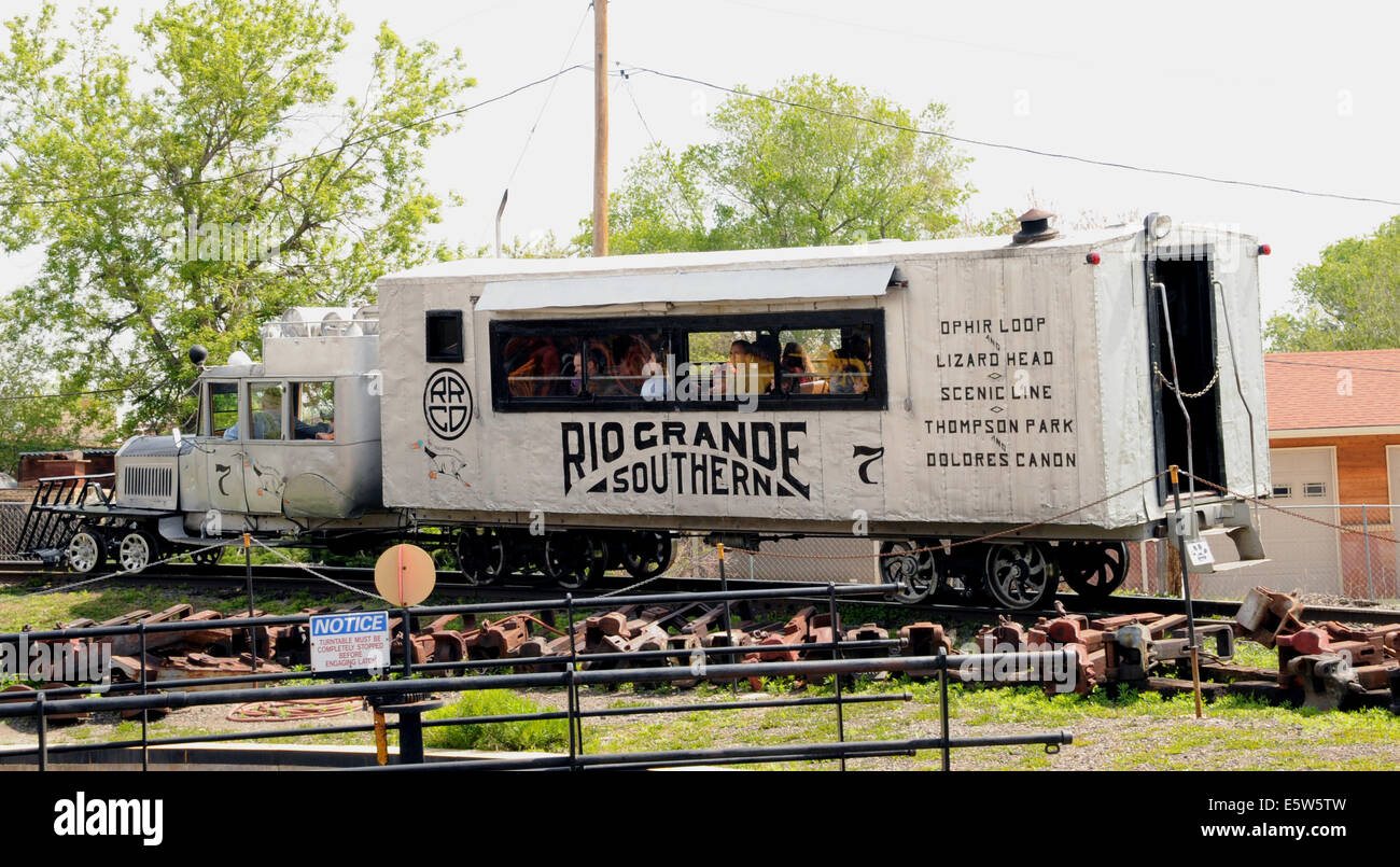 A Galloping Goose Railcar taking visitors on a tour of the Colorado ...