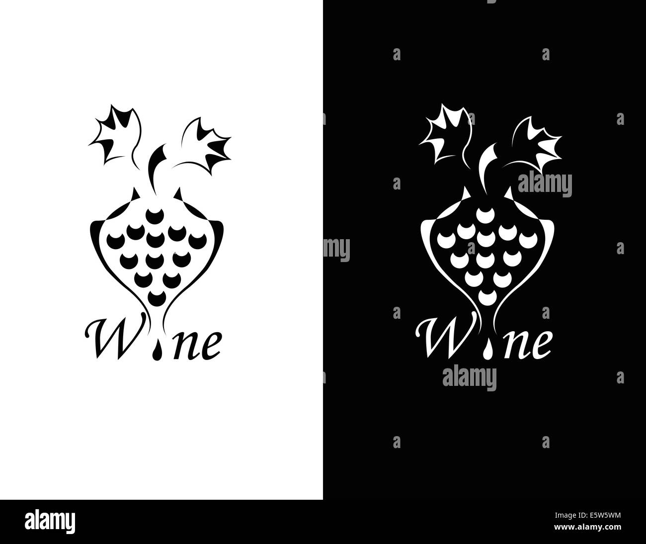 set of two black and white elegance wine symbol Stock Photo - Alamy