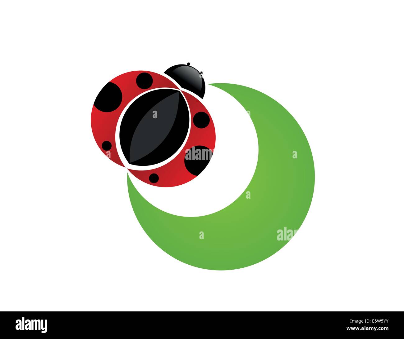 abstract ladybird icons with abstract green leaf Stock Photo - Alamy