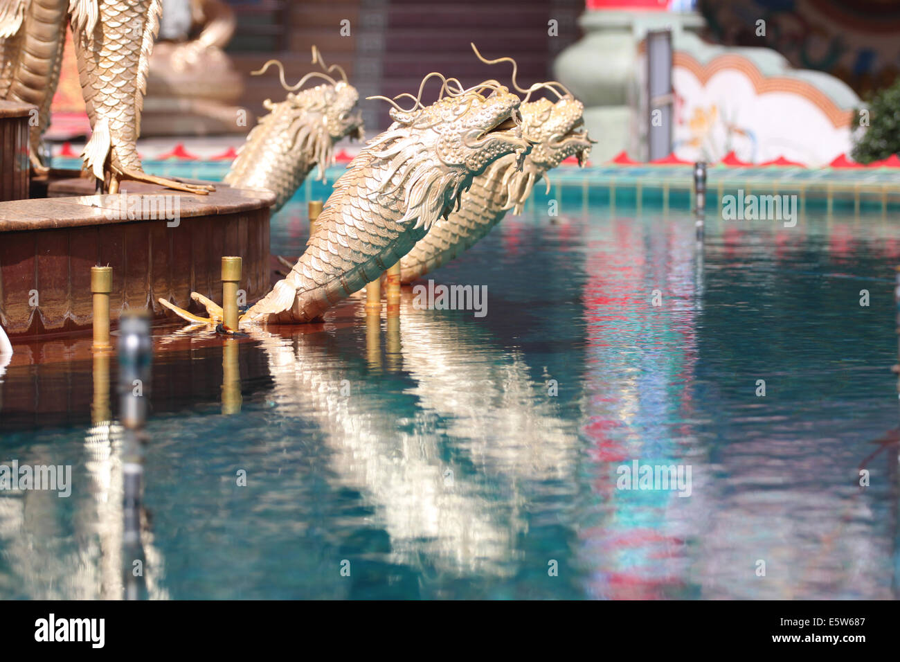 Gold fish statue of architecture in a Chinese temple,Thailand Stock ...