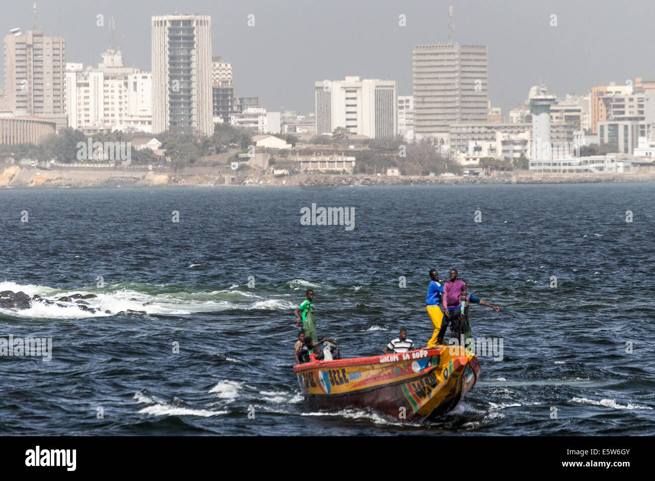 Goree Island, UNESCO site, fishingboat & Dakar harbour, off Dakar ...
