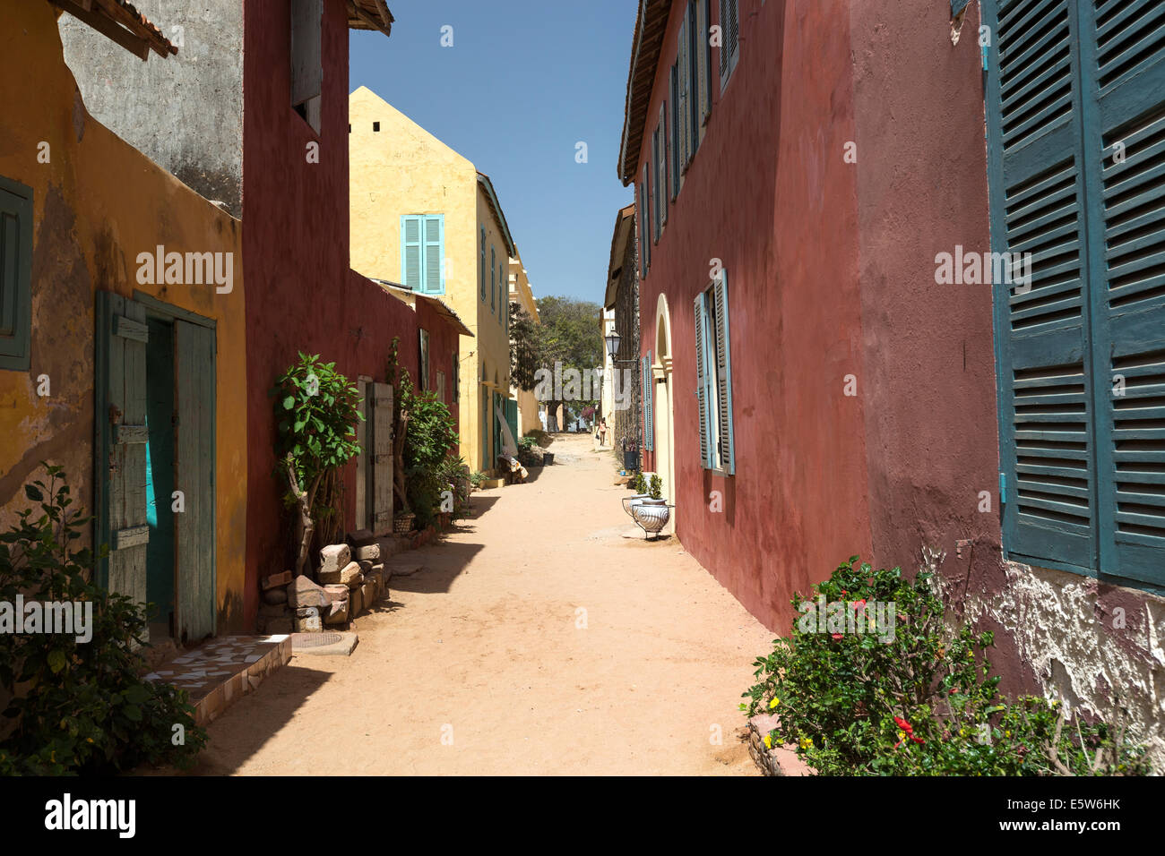 Typical street, Goree Island, UNESCO site, off Dakar, Senegal Stock ...