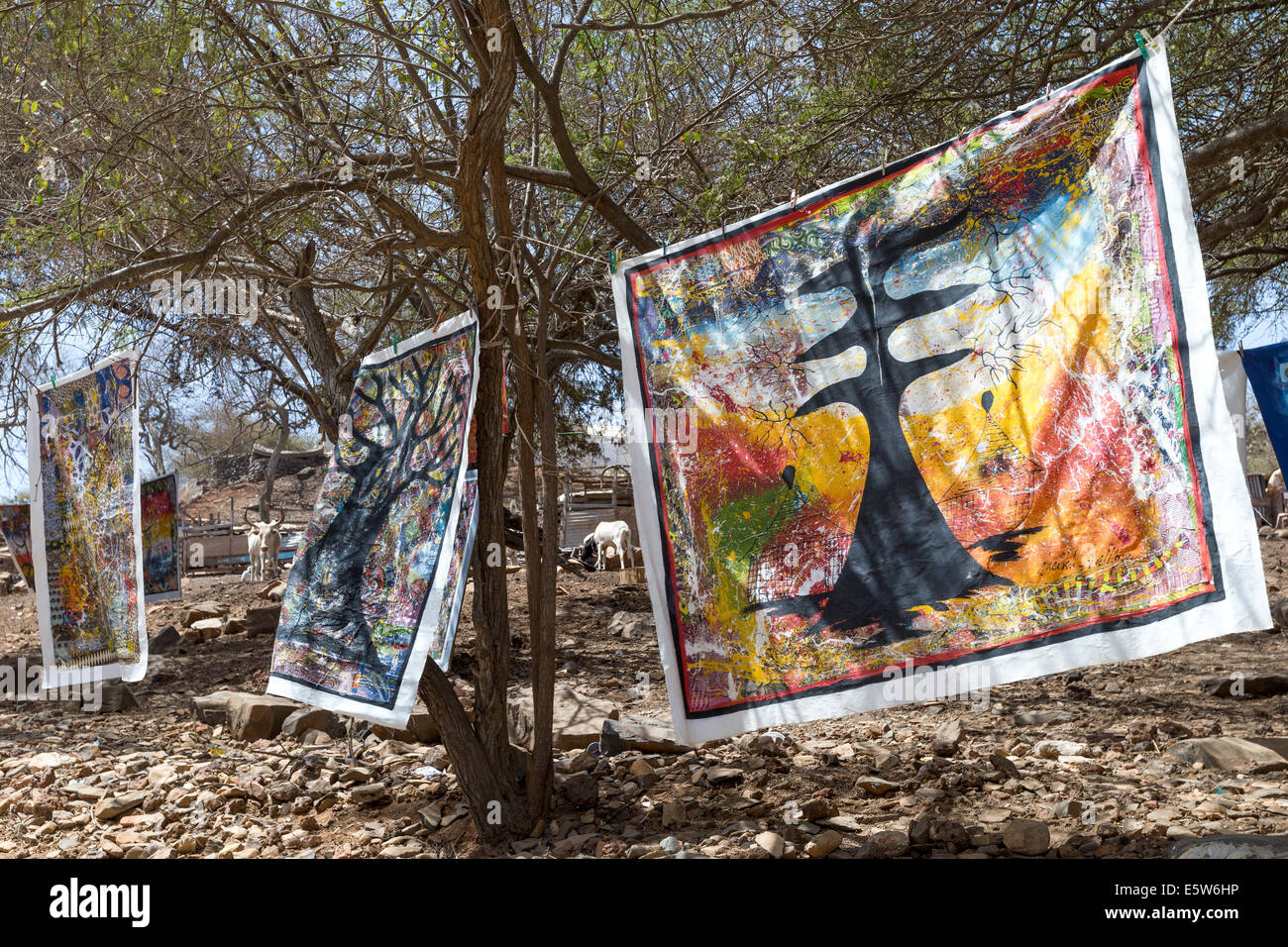 Artwork on display, Goree Island, UNESCO site, off Dakar, Senegal Stock ...