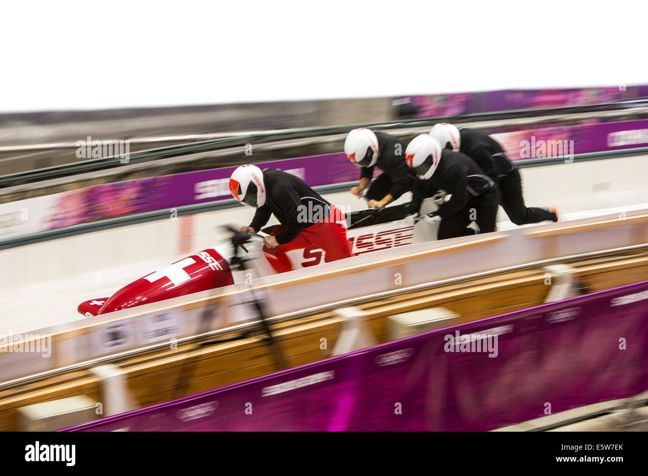 4 man bobsled training at the Olympic Winter Games, Sochi 2014 Stock ...