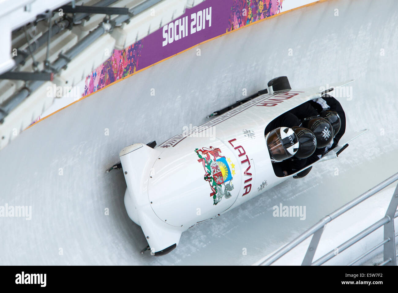 4 man bobsled training at the Olympic Winter Games, Sochi 2014 Stock ...