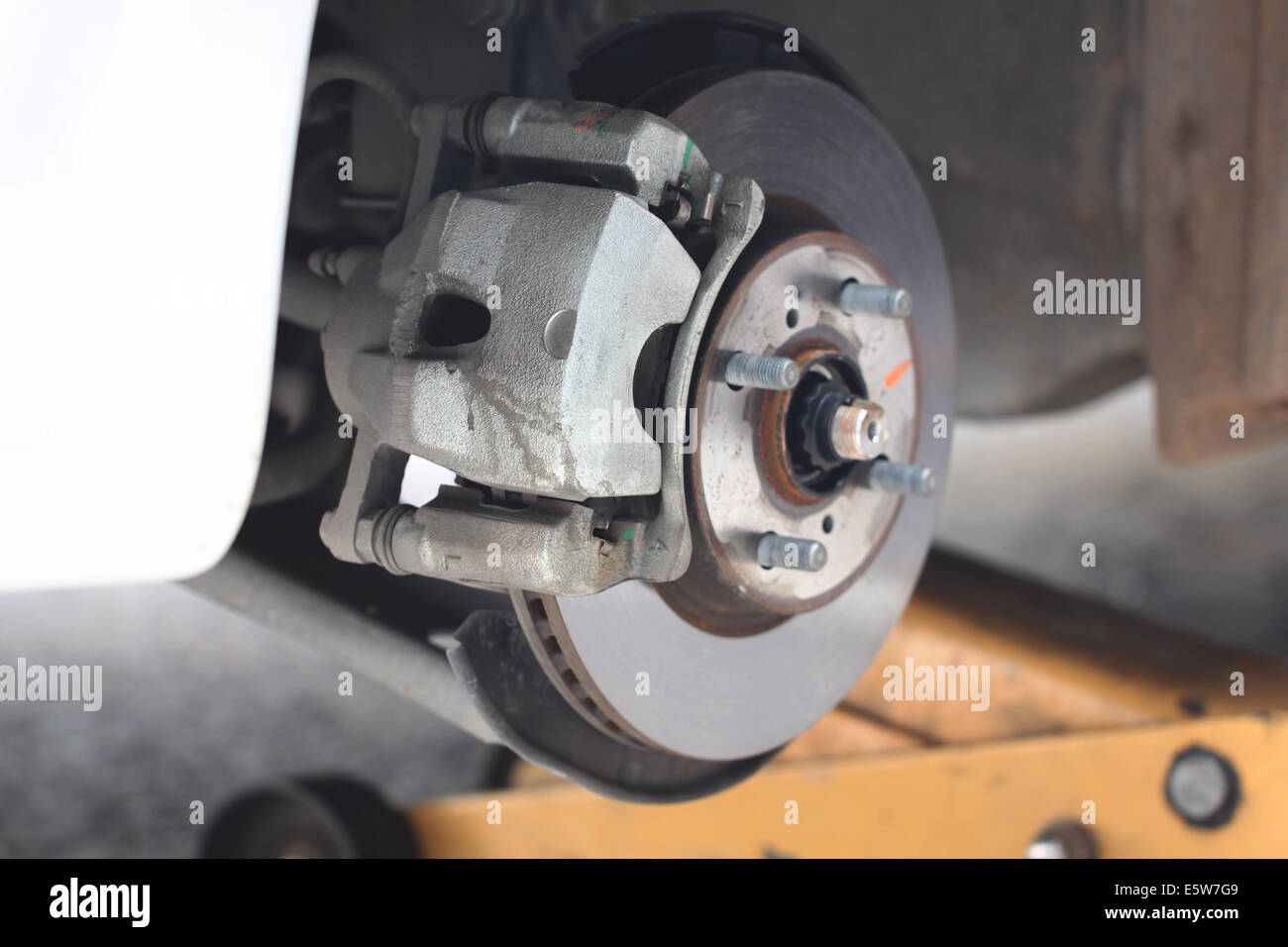 repaired equipment of car brake disc in the garage Stock Photo - Alamy