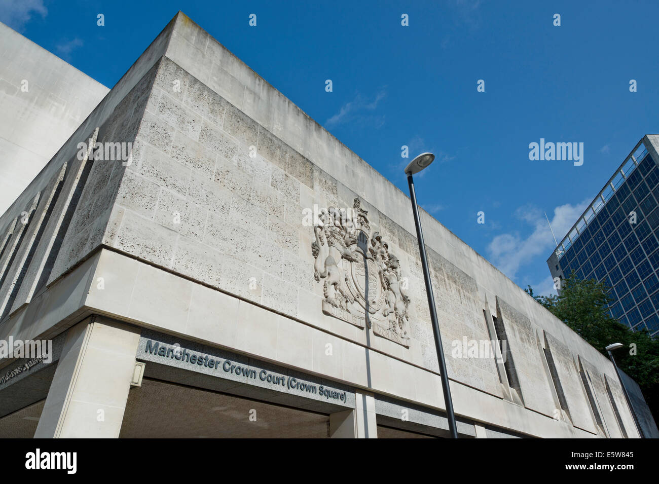 Manchester Crown Court on a sunny day, based in Crown Square in ...
