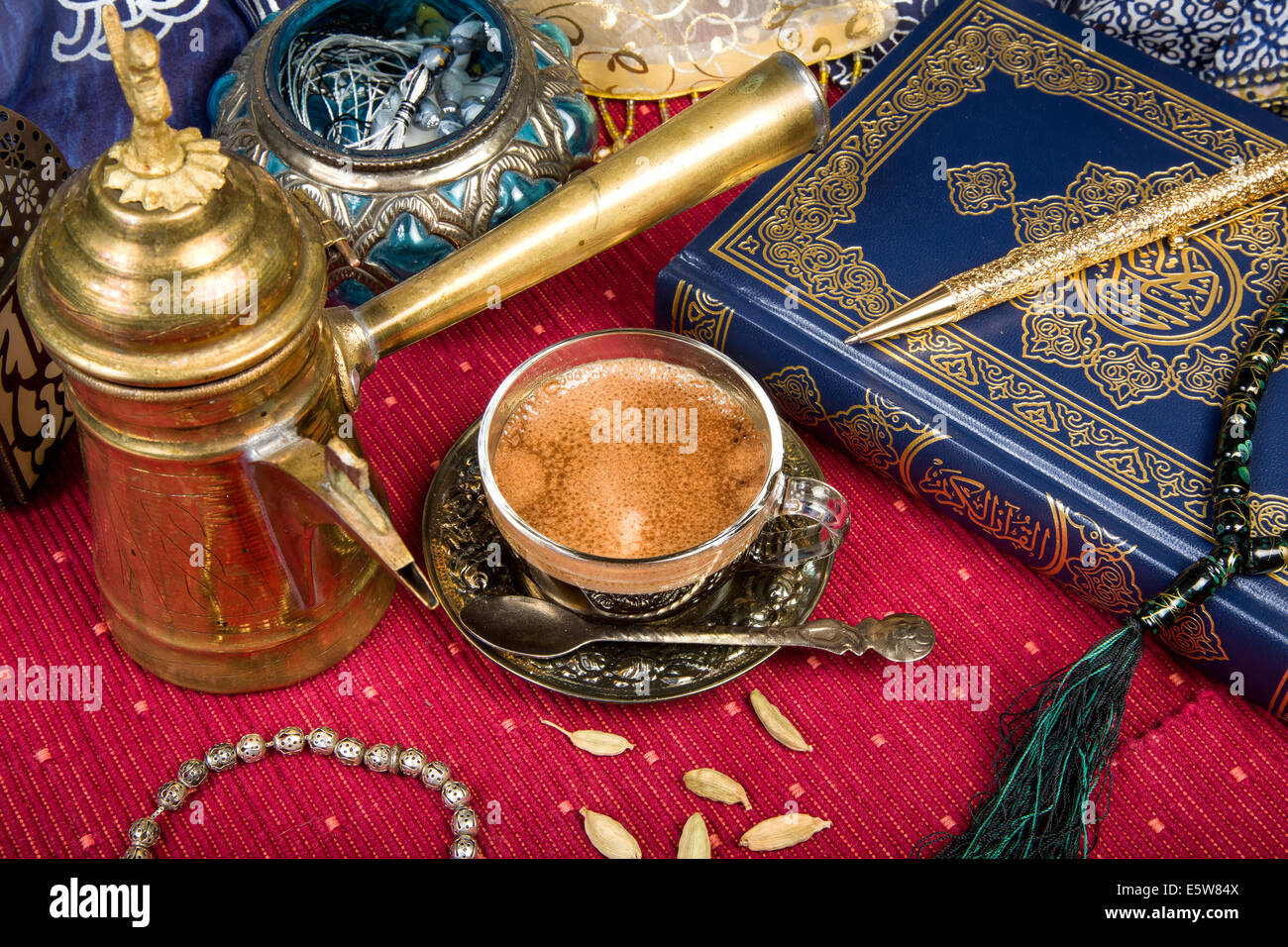 Traditional Arabic coffee served with cardamom seeds Stock Photo - Alamy