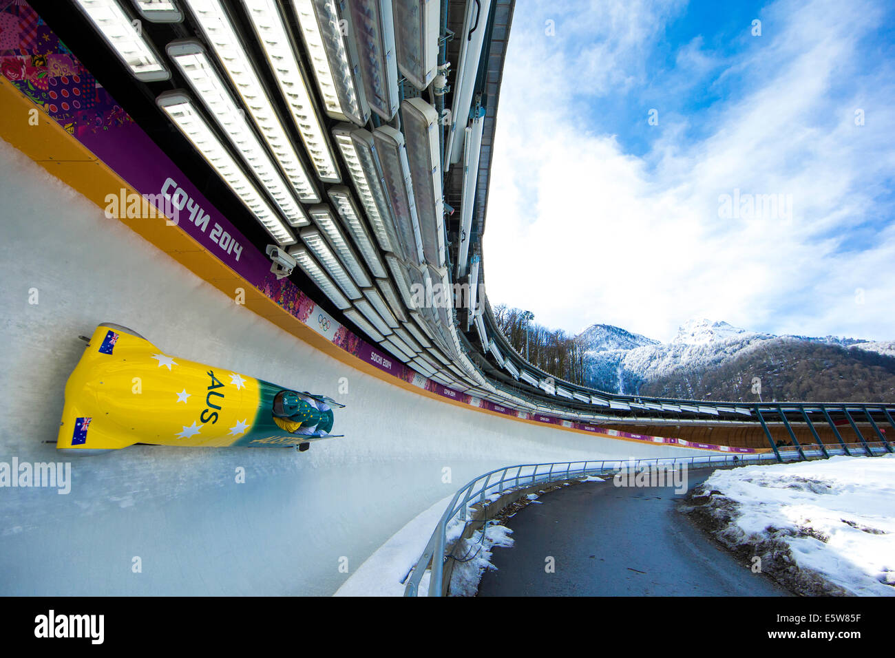 4 man bobsled training at the Olympic Winter Games, Sochi 2014 Stock ...