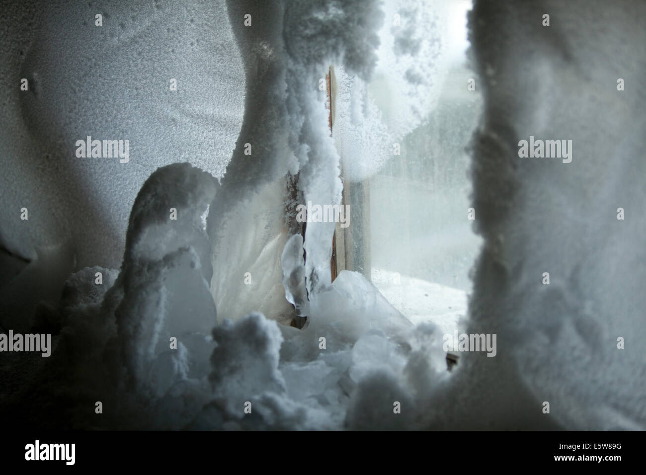 Ice in inside of windows crystals Stock Photo - Alamy