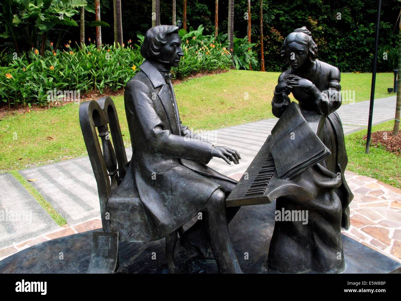 SINGAPORE: Sculpture of Frédéric Chopin at the piano with author George ...