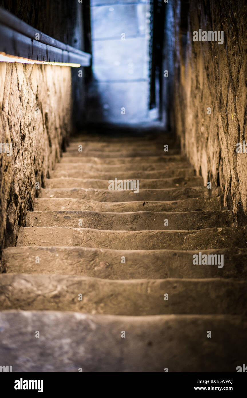 Old stone stairs leading down to the street below Stock Photo - Alamy