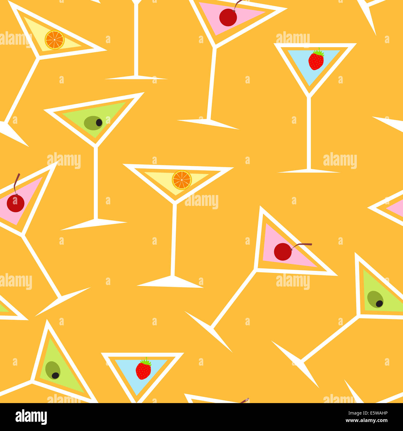 Seamless Background Pattern of Alcoholic Cocktail Glass Vector Stock ...