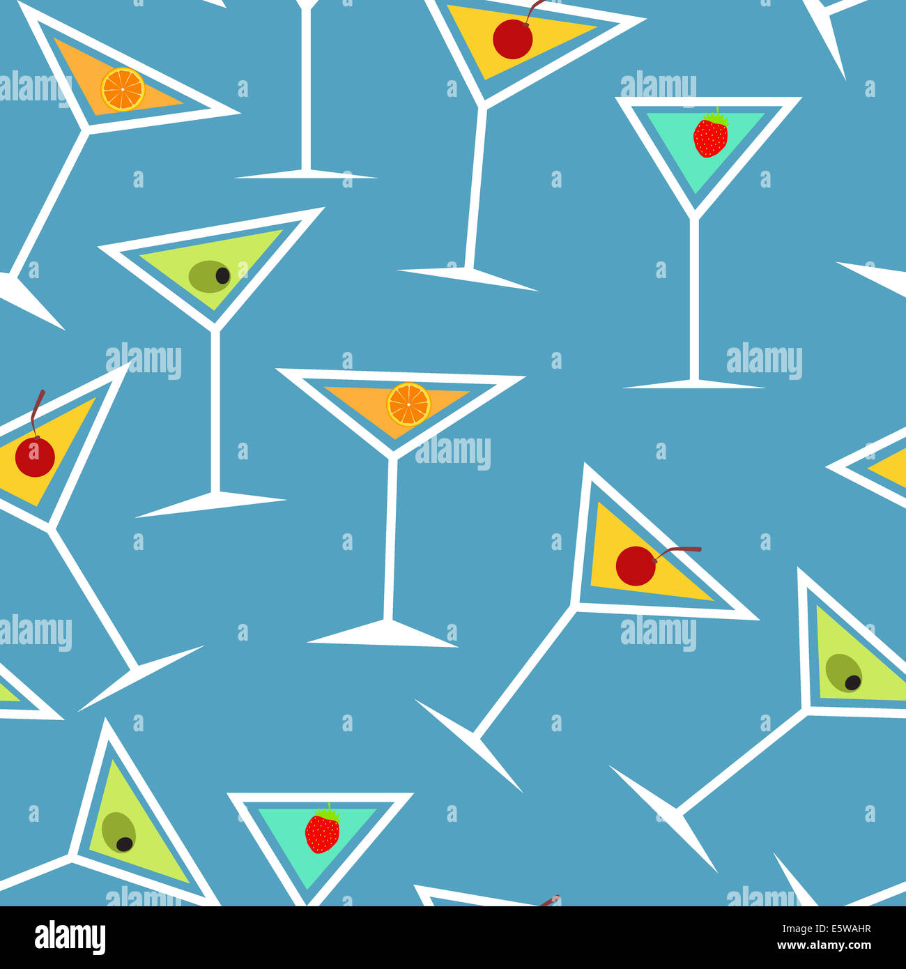 Seamless Background Pattern of Alcoholic Cocktail Glass Vector Stock ...