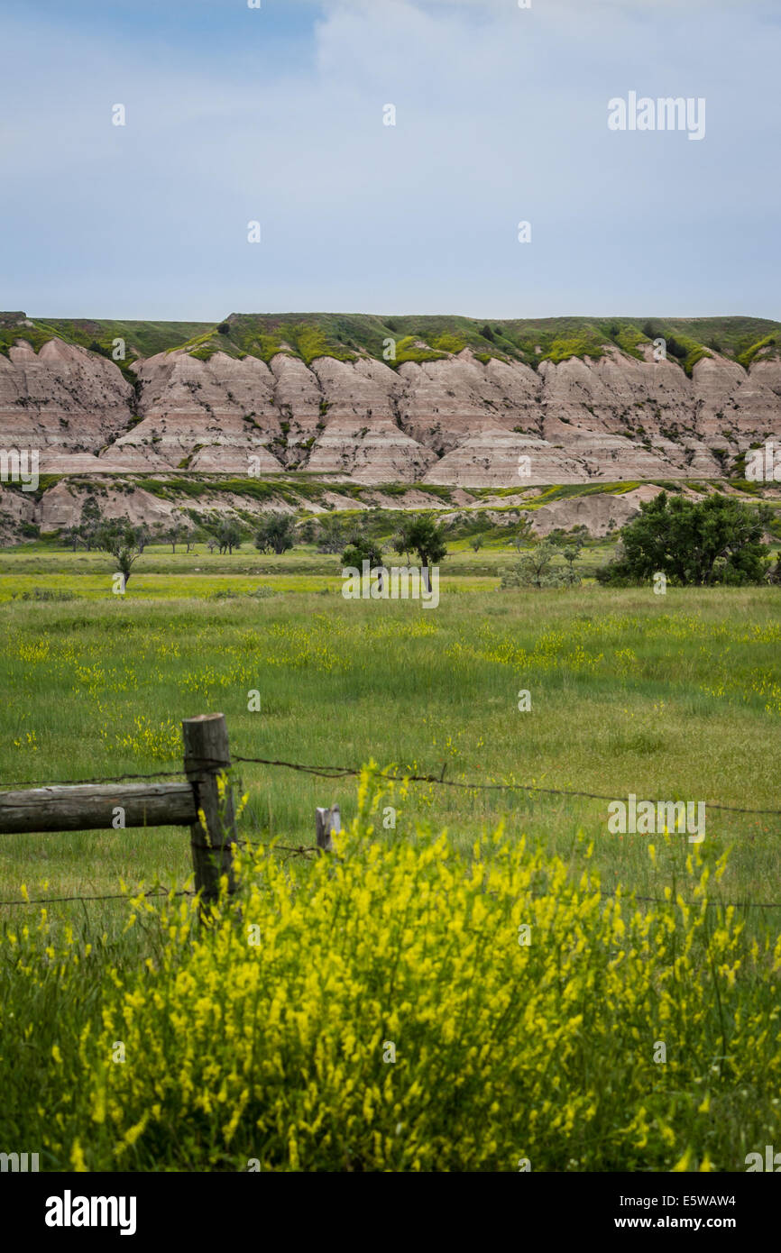 beautiful springtime landscape of the Badlands in south dakota with ...