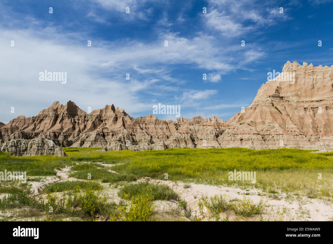 beautiful springtime landscape of the Badlands in south dakota with ...