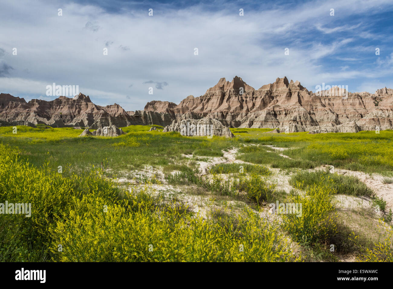 beautiful springtime landscape of the Badlands in south dakota with ...