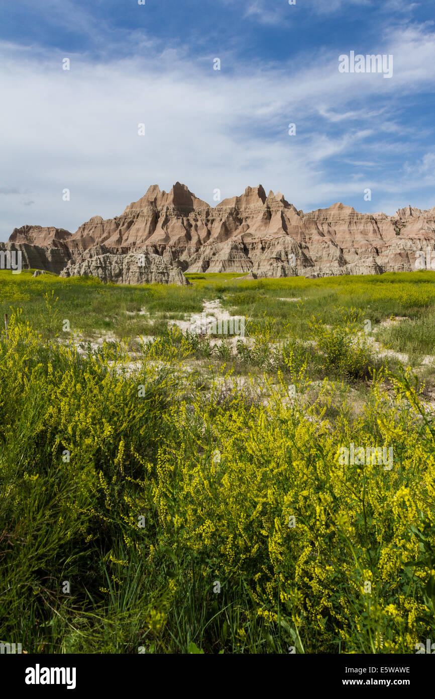 beautiful springtime landscape of the Badlands in south dakota with ...