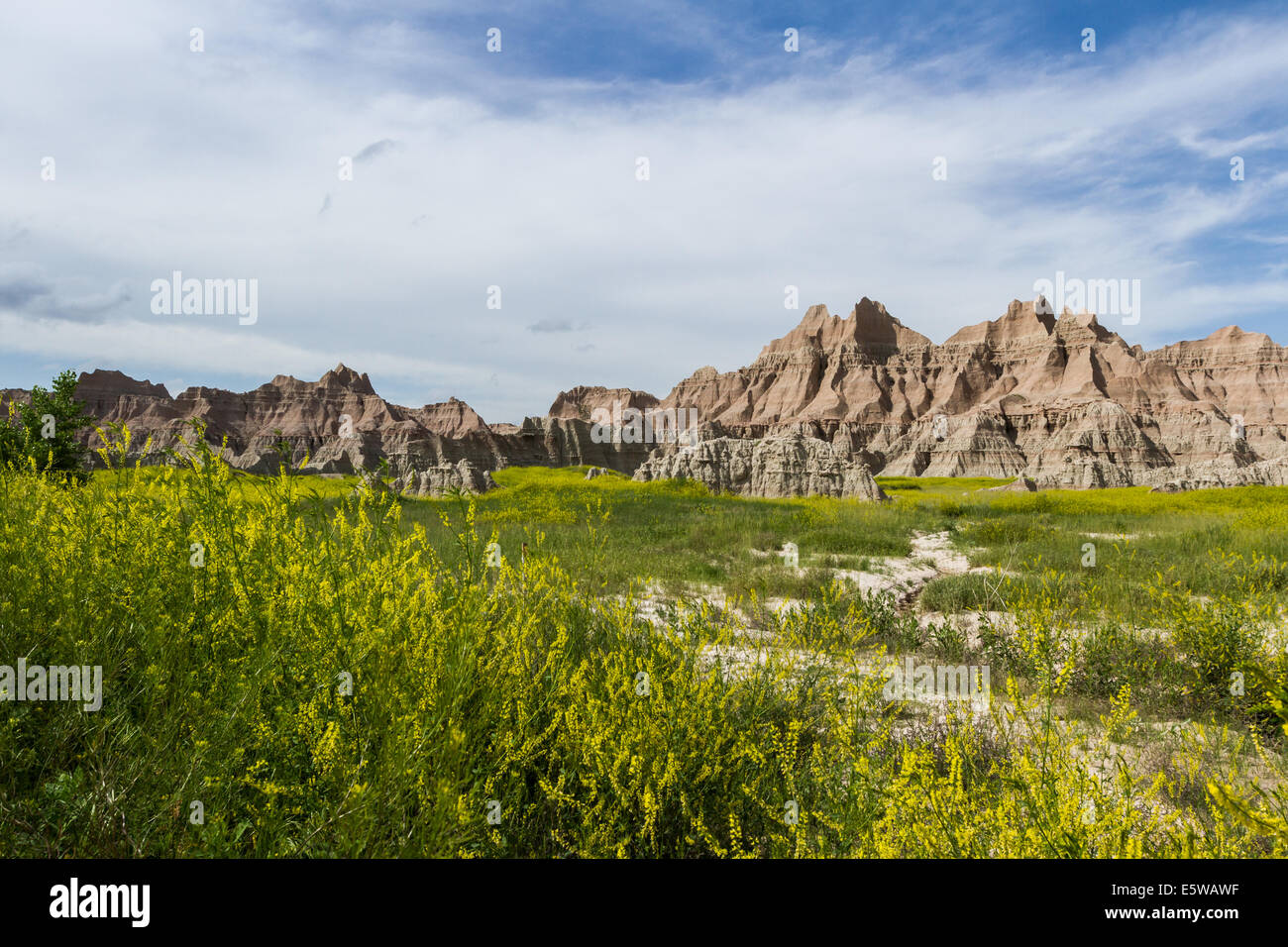 beautiful springtime landscape of the Badlands in south dakota with ...