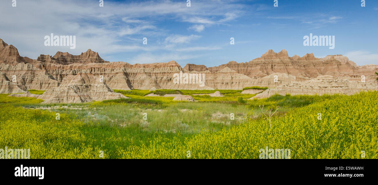 beautiful springtime landscape of the Badlands in south dakota with ...