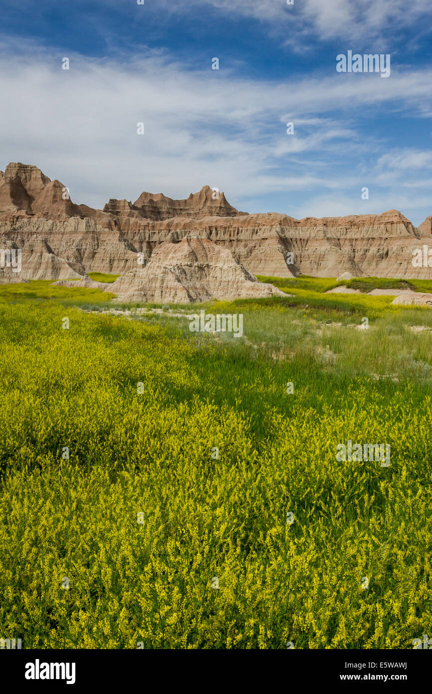 beautiful springtime landscape of the Badlands in south dakota with ...
