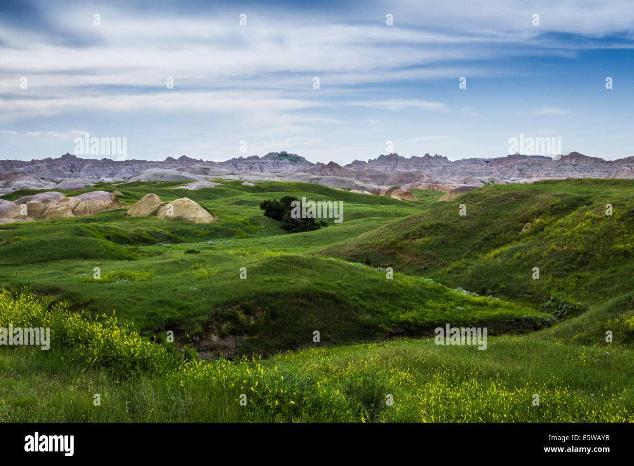beautiful springtime landscape of the Badlands in south dakota with ...