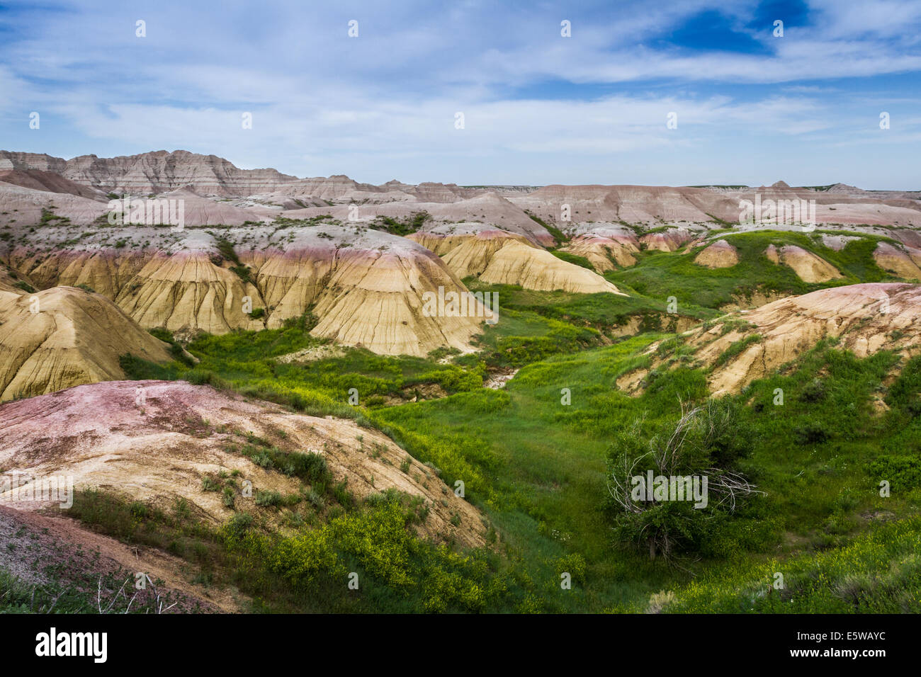 beautiful springtime landscape of the Badlands in south dakota with ...