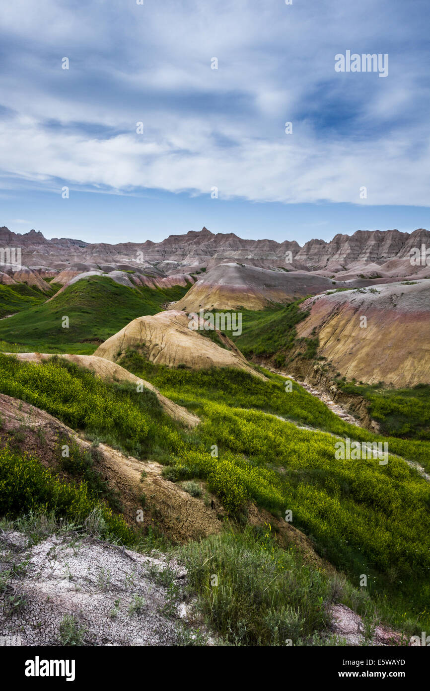 beautiful springtime landscape of the Badlands in south dakota with ...