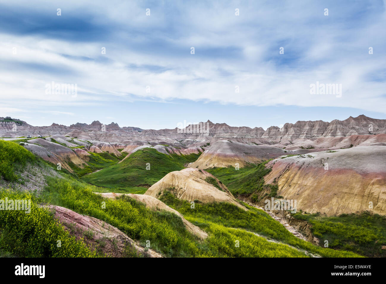 beautiful springtime landscape of the Badlands in south dakota with ...