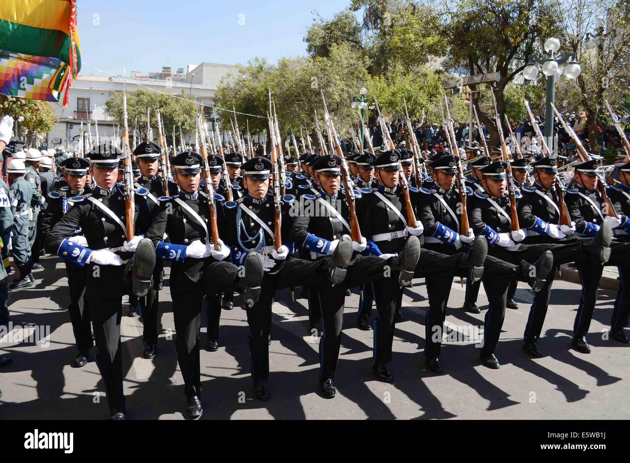 La Paz, Bolivia. 6th Aug, 2014. Soldiers take part in a parade to ...