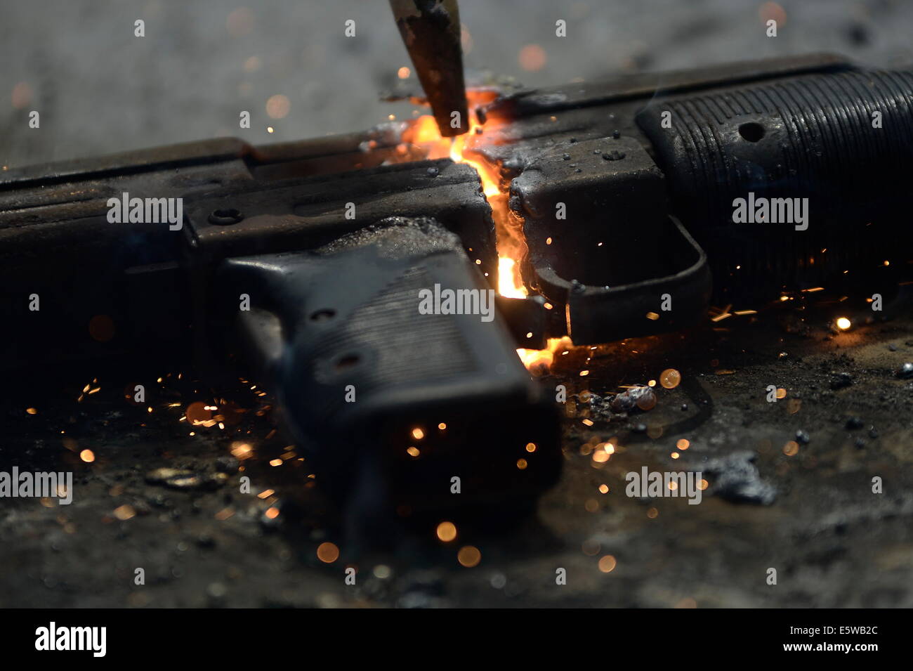 Panama City, Panama. 6th Aug, 2014. A member of National Police of ...