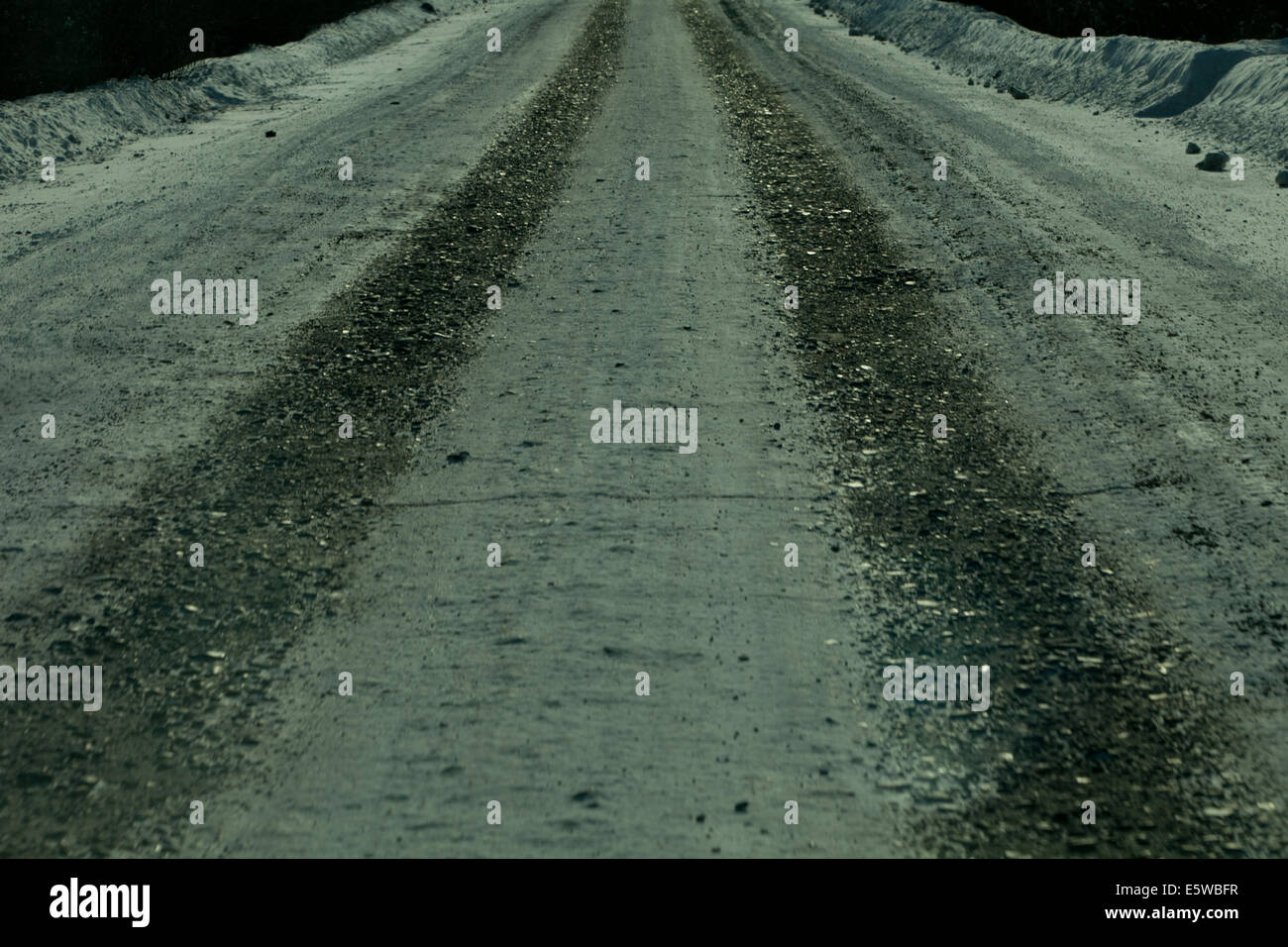 Straight snow ice road Siberia low shot desolate Stock Photo - Alamy