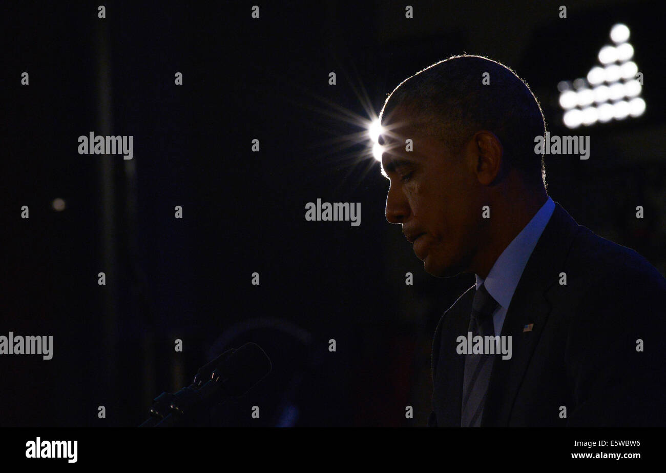 Washington, USA. 6th Aug, 2014. U.S. President Barack Obama attends at ...