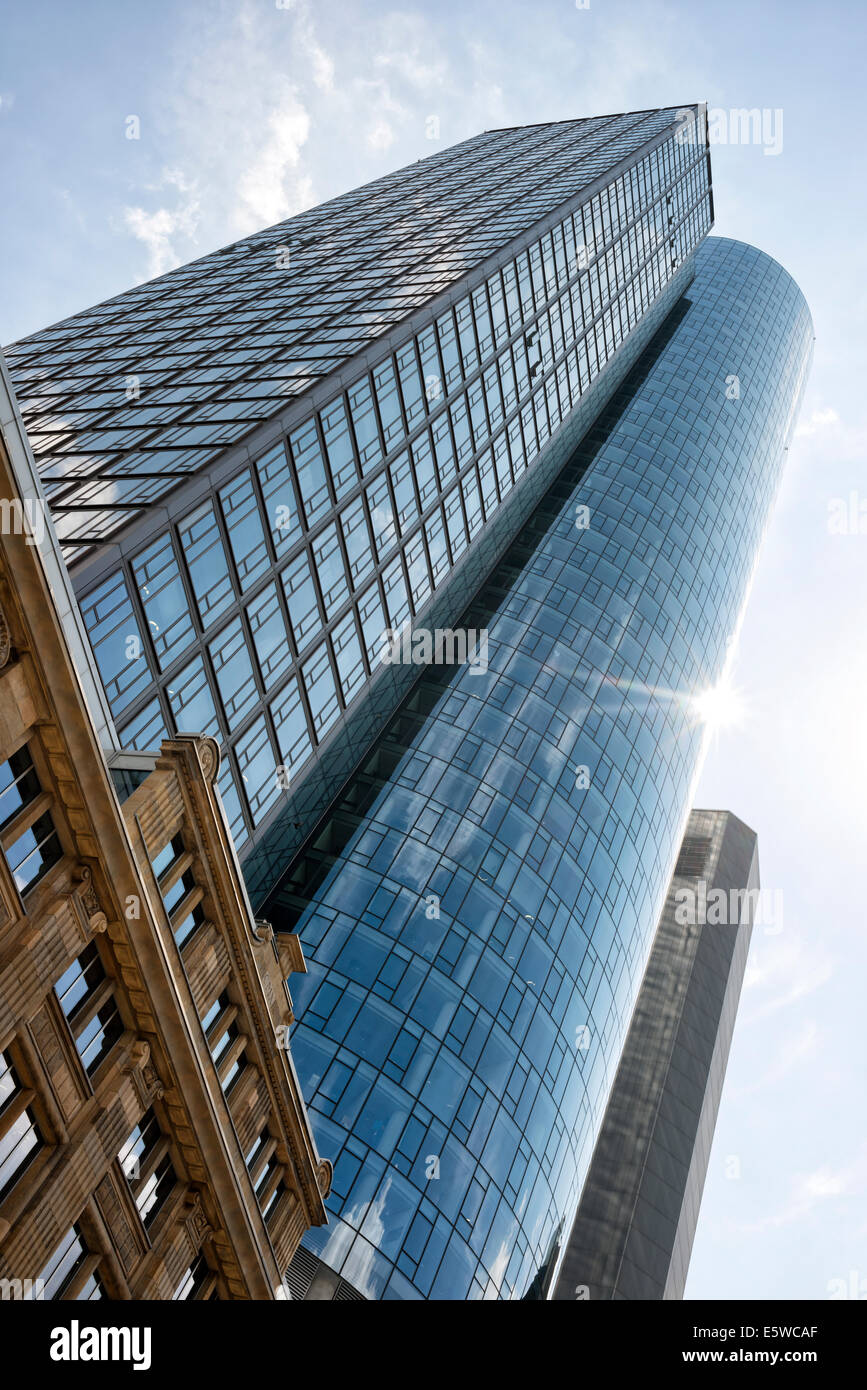 Germany Frankfurt Dynamic view at the Helaba and MainTower buildings ...