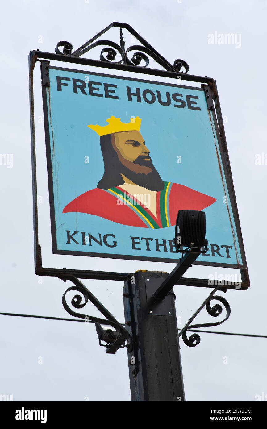 King Ethelbert Inn pub sign at Reculver Herne Bay Kent England UK Stock ...