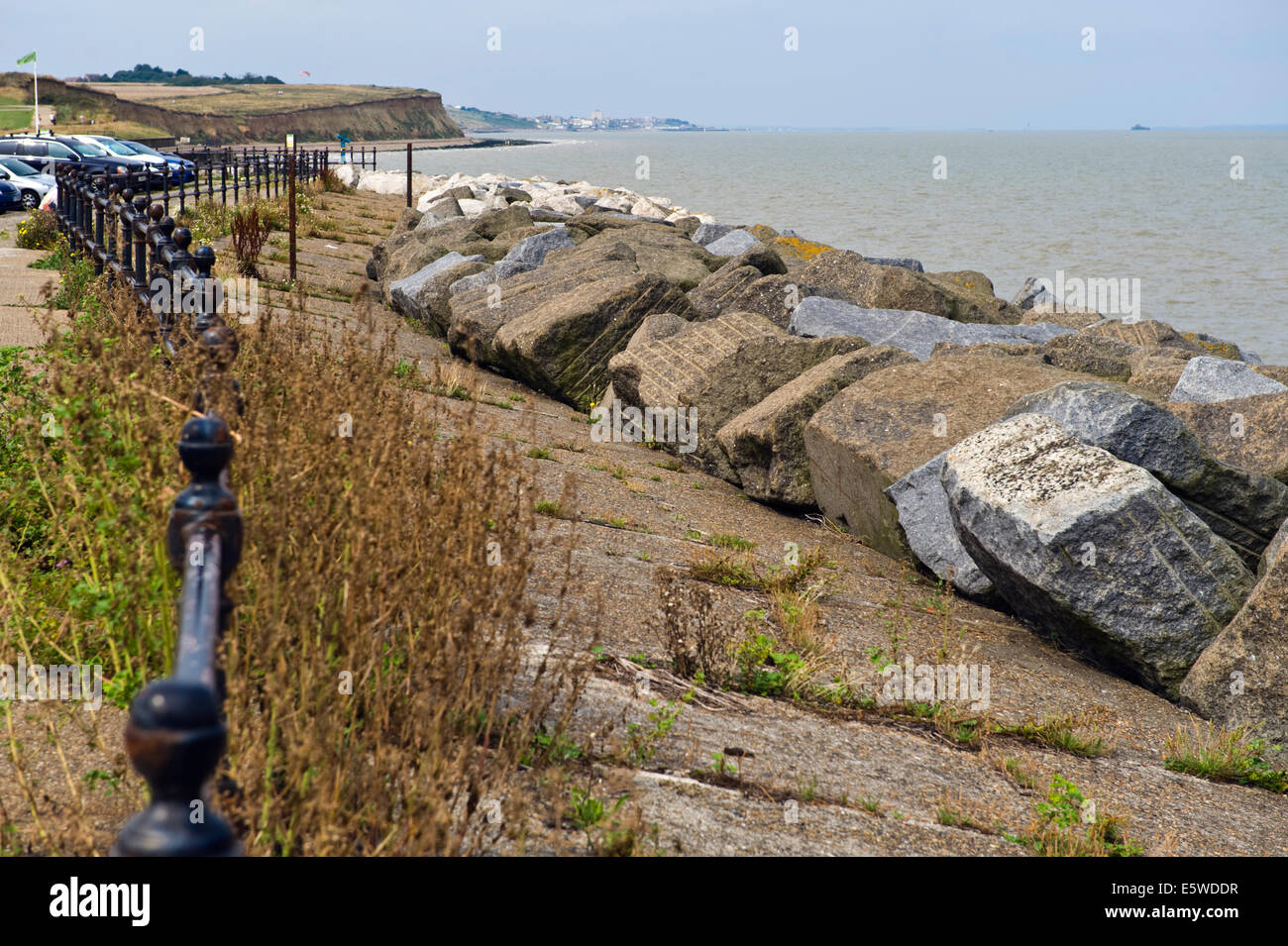 Stone boulders on seawall at Reculver Herne Bay Kent England UK Stock ...