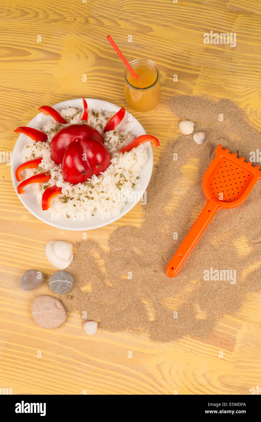 Summer meal for kids in a beach setup Stock Photo - Alamy