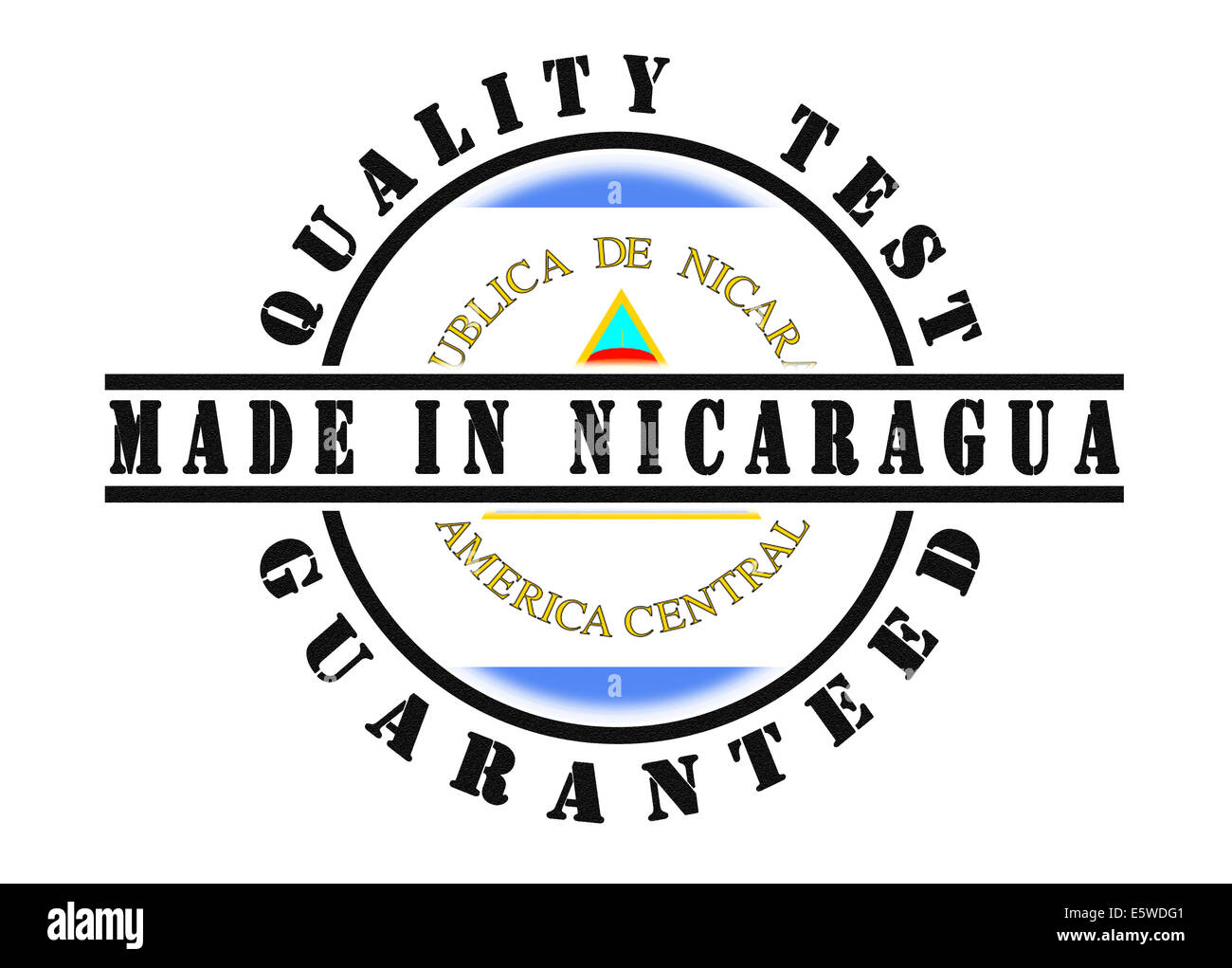Quality test guaranteed stamp with a national flag inside, Nicaragua ...