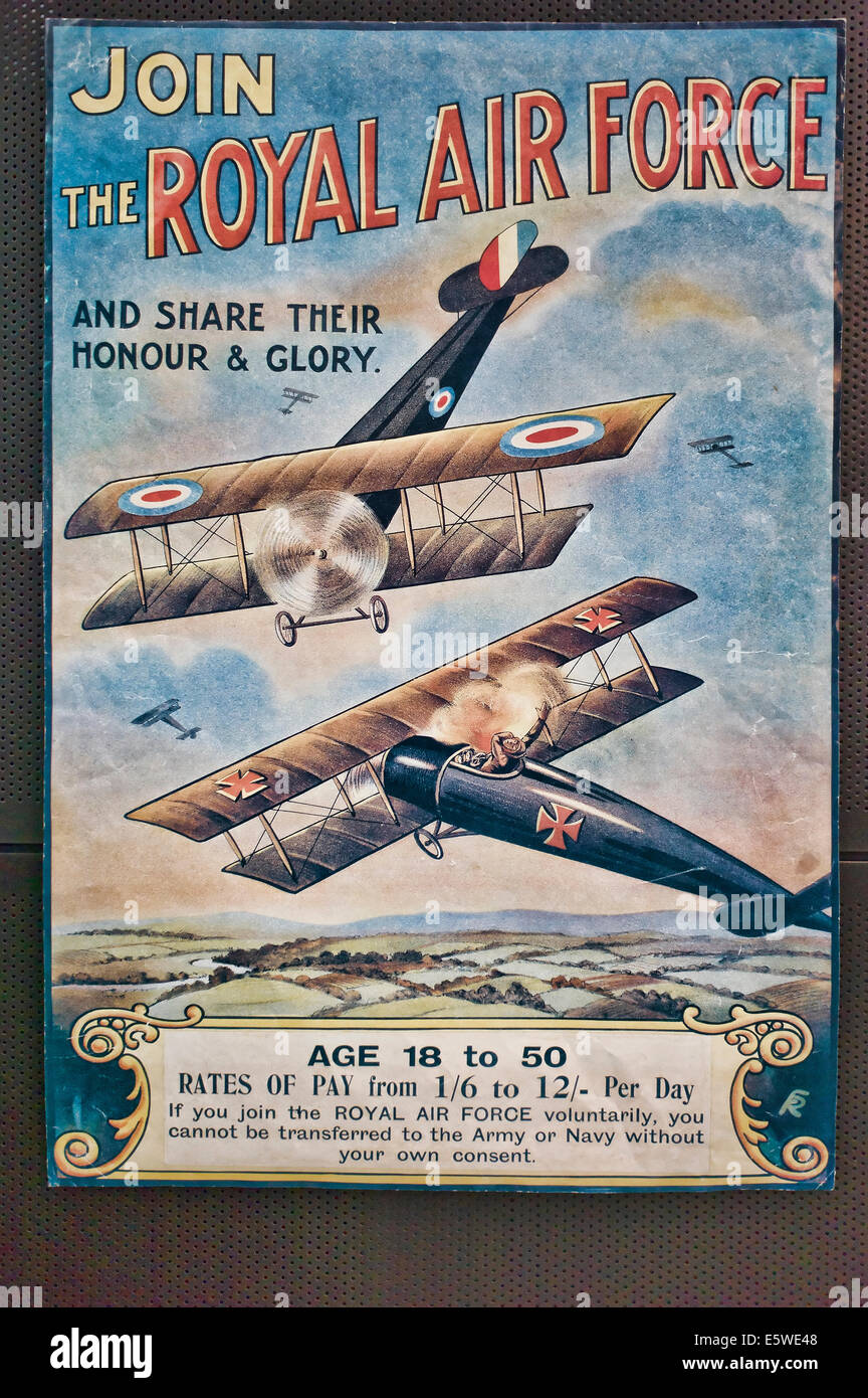Old recruitment poster for the Royal Air Force in early 20th century ...
